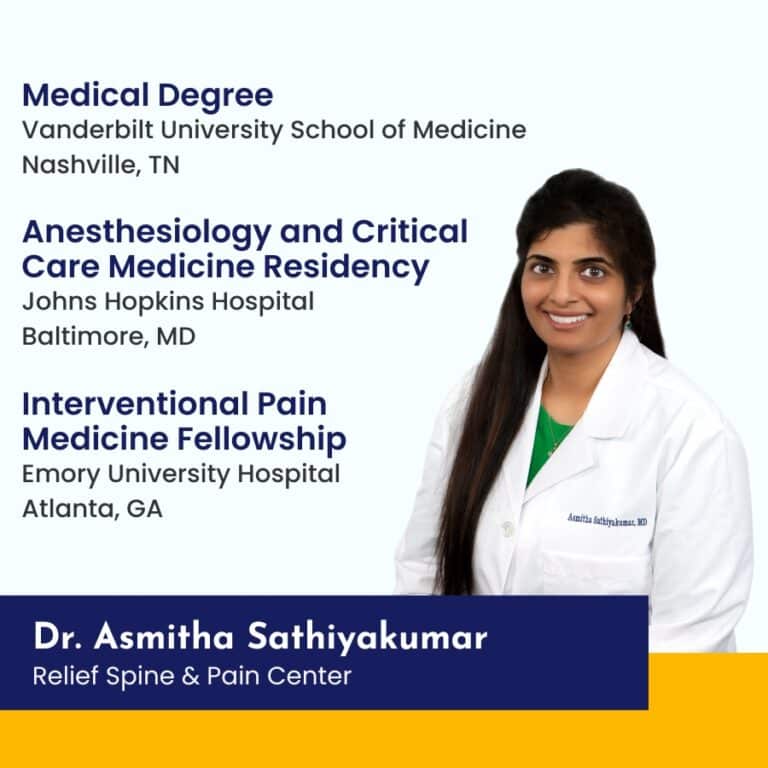 Dr. Asmitha Sathiyakumar, MD - Relief Spine And Pain